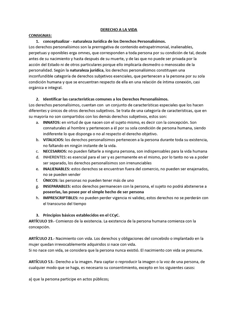 Derecho A La Vida Pdf Aborto Homicidio