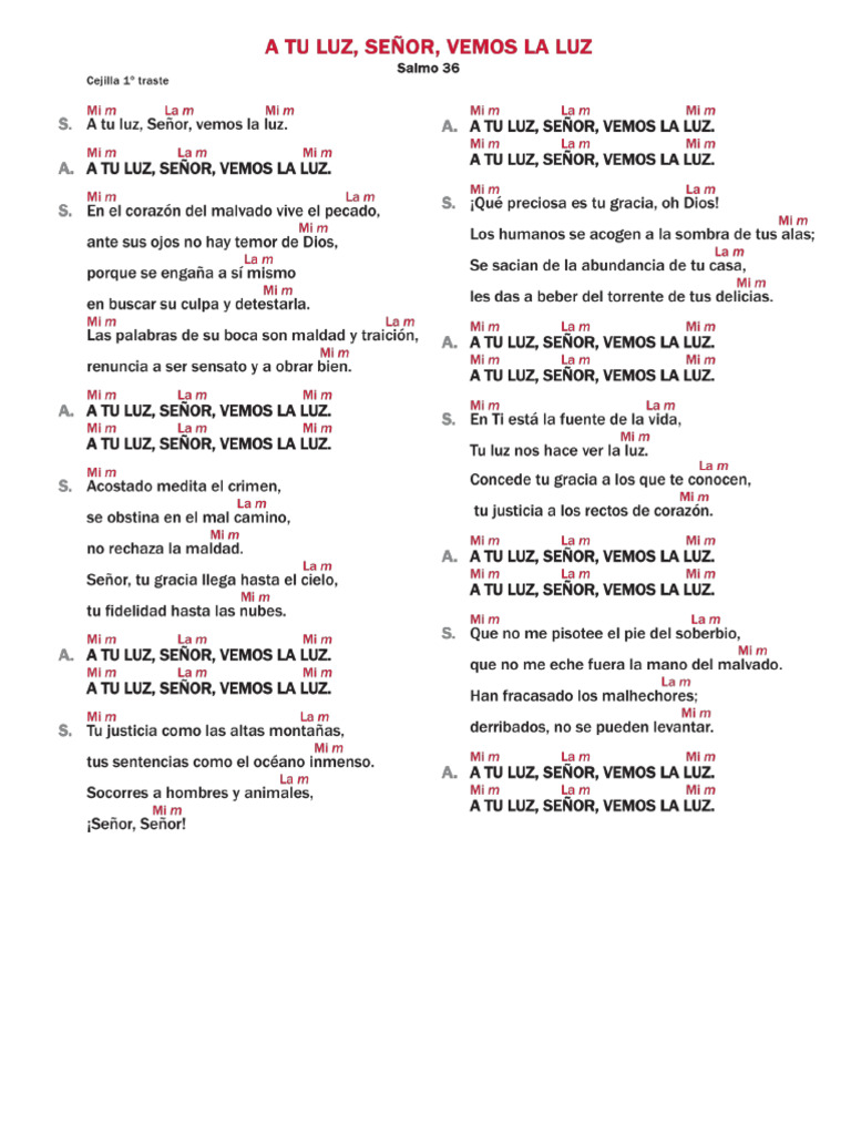 A Tu Luz Señor Vemos La Luz | PDF