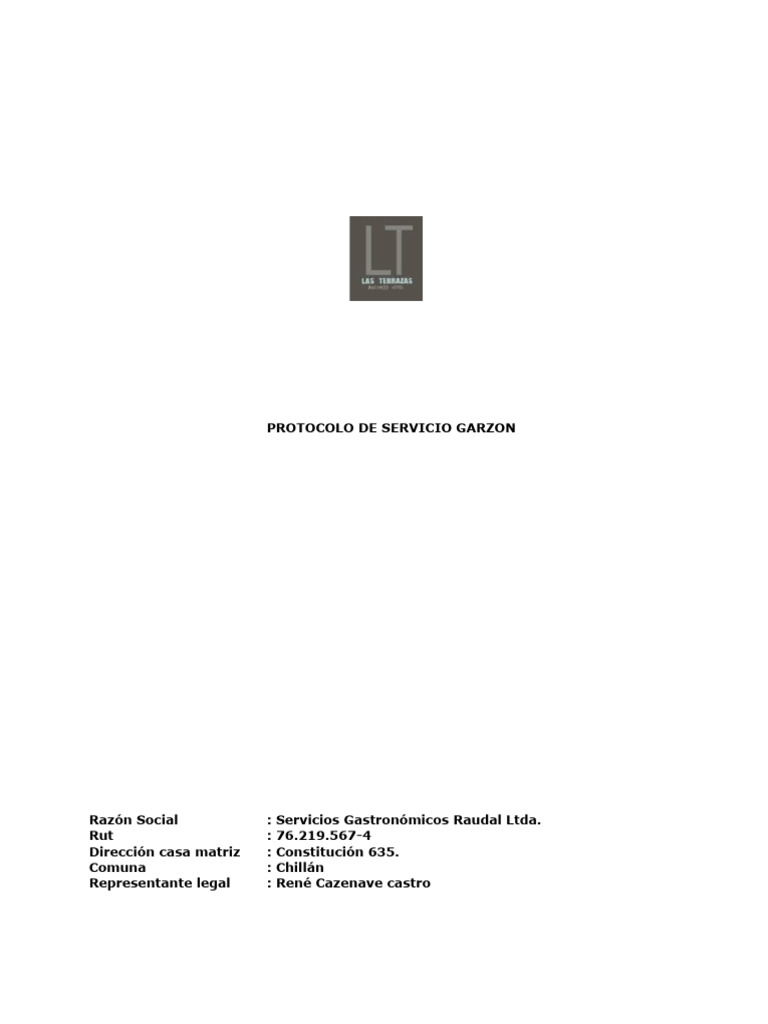 Protocolo Servicio Garzon | PDF | Salario