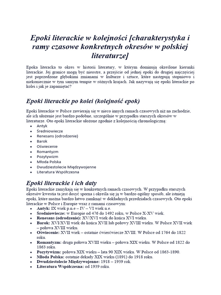 Epoki Literackie | PDF