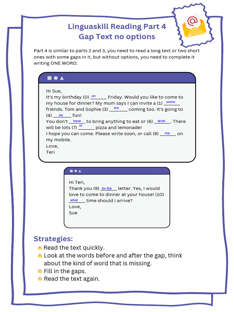 Linguaskill Reading Part 4 Gap Text No Options (1) - 1 | PDF