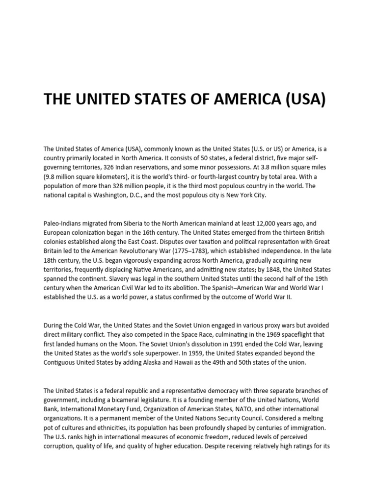 Overview of the United States of America | PDF | The United States ...