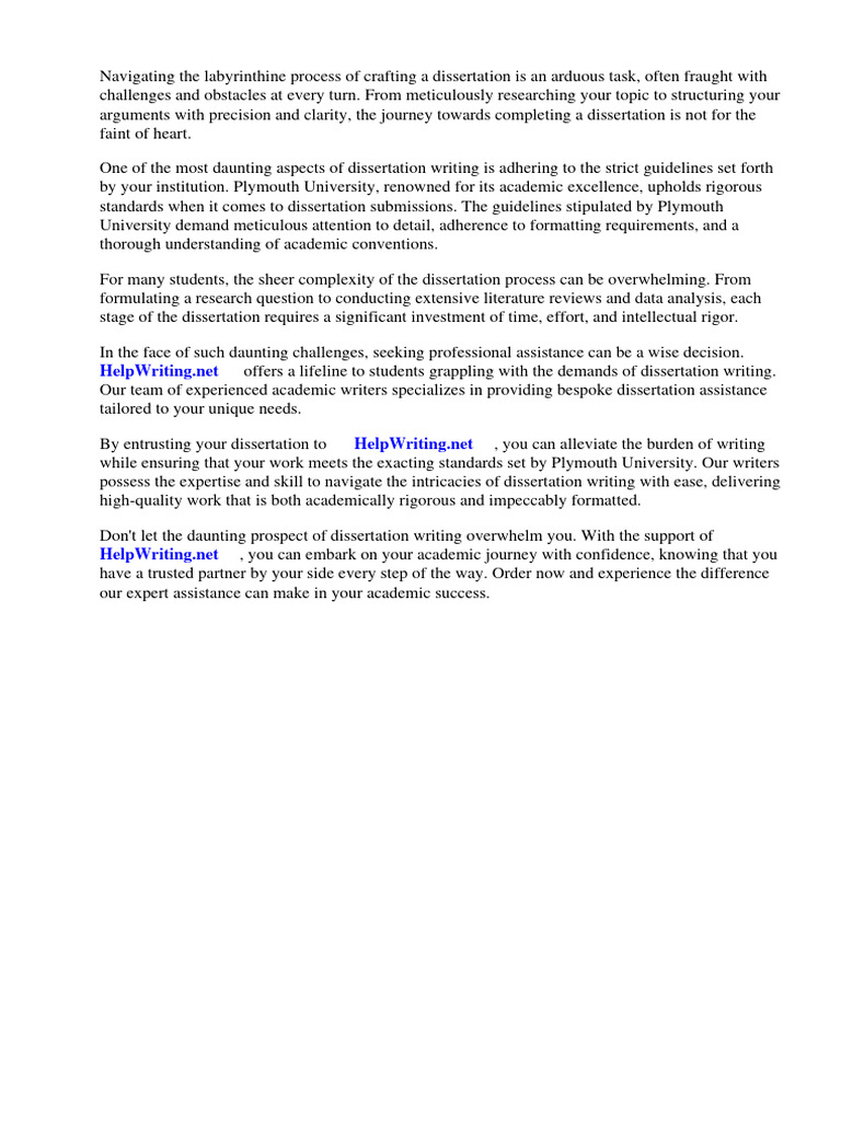 Plymouth University Dissertation Guidelines | PDF | Thesis | Apa Style