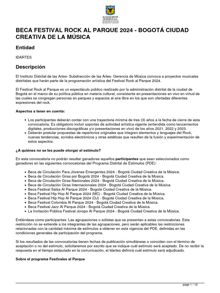 rock al parque | PDF | Bogotá | Documento de identidad