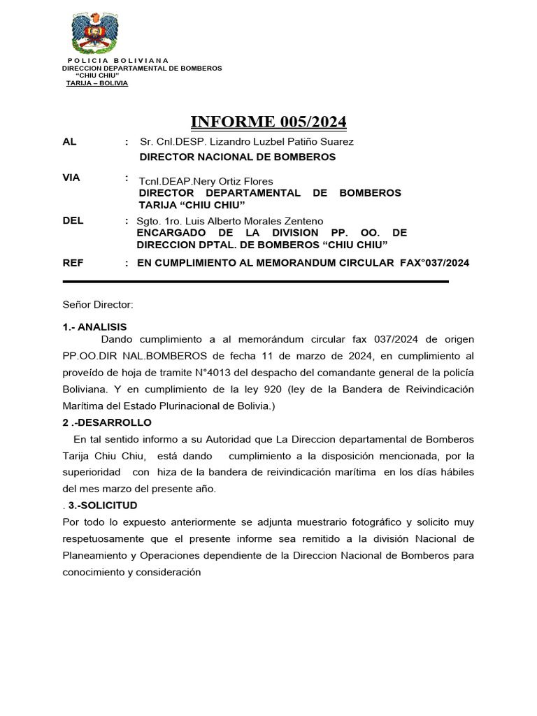 Informe #005 Dir. Nac. Memorandum Circular | PDF