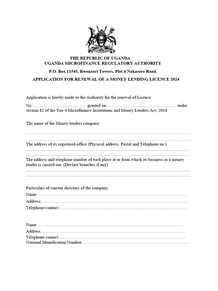 Money Lenders Renewal Application Form 2023 | PDF | Banking | Money