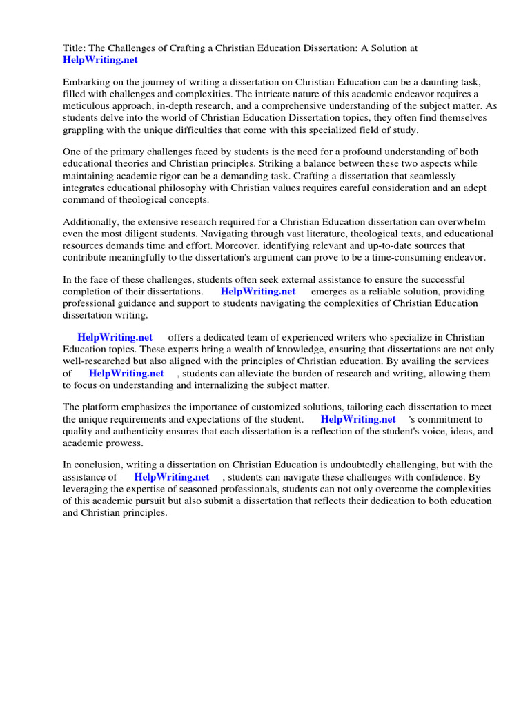 Christian Education Dissertation Topics | PDF | Theology | Knowledge