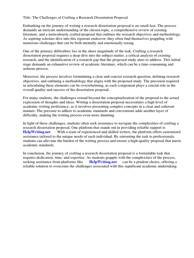 Research Dissertation Proposal Example | PDF | Thesis | Essays