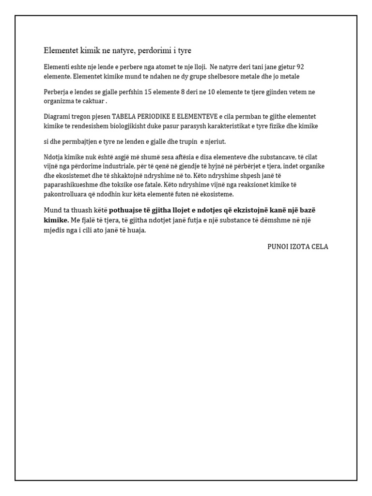 Elementet Kimik Ne Natyre | PDF