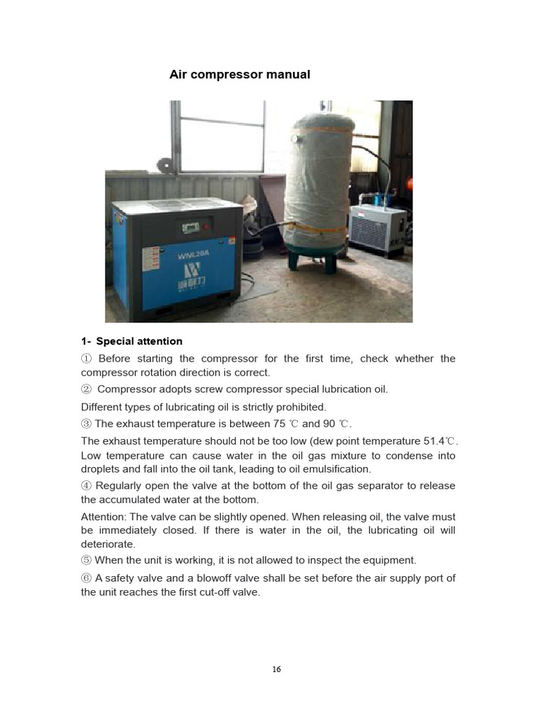 Air Compressor Manual | PDF | Valve | Vacuum Tube