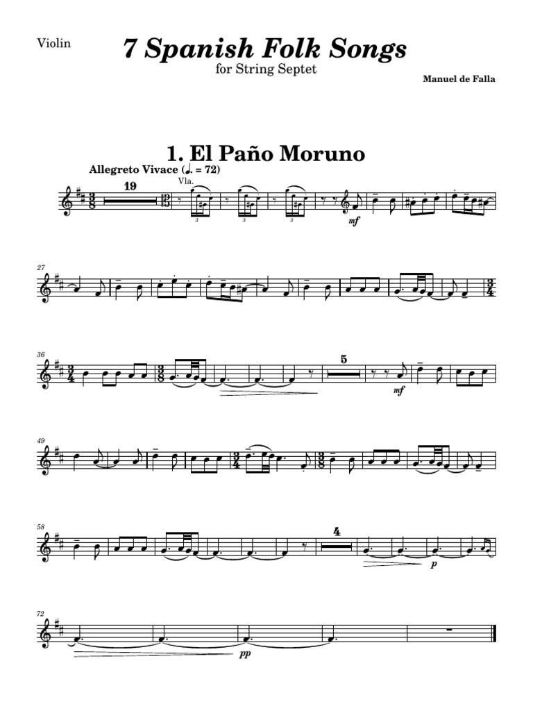 7 Spanish Folk Songs-Parts | PDF