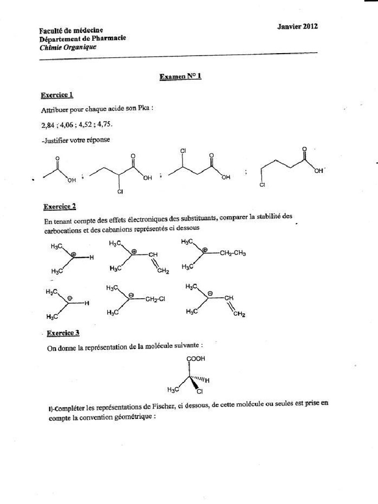 Pharm 1an Exam1 Chim - Org1 | PDF