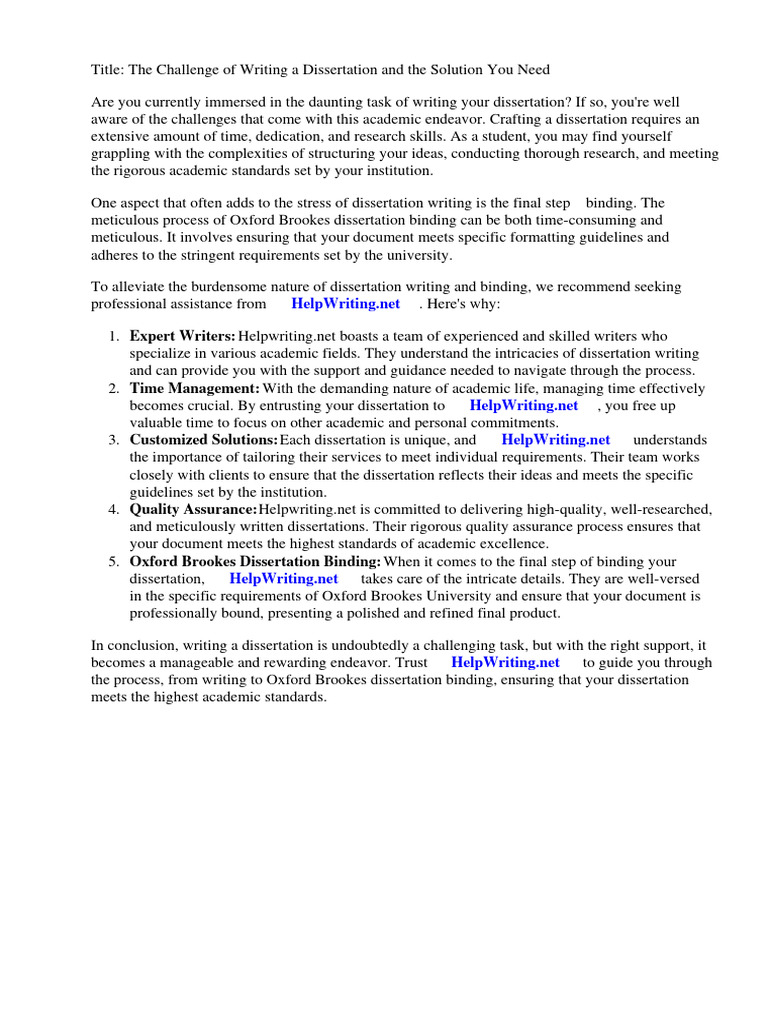 Oxford Brookes Dissertation Binding | PDF | Thesis | Governance