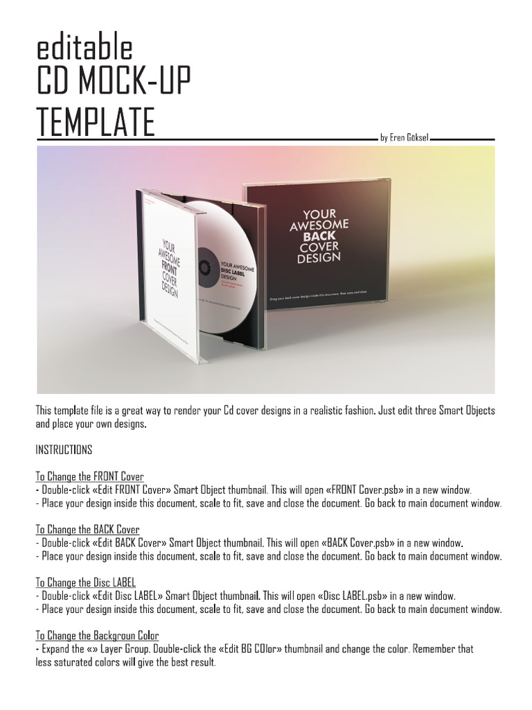 Realistic CD Mock-Up Template INSTRUCTIONS | PDF