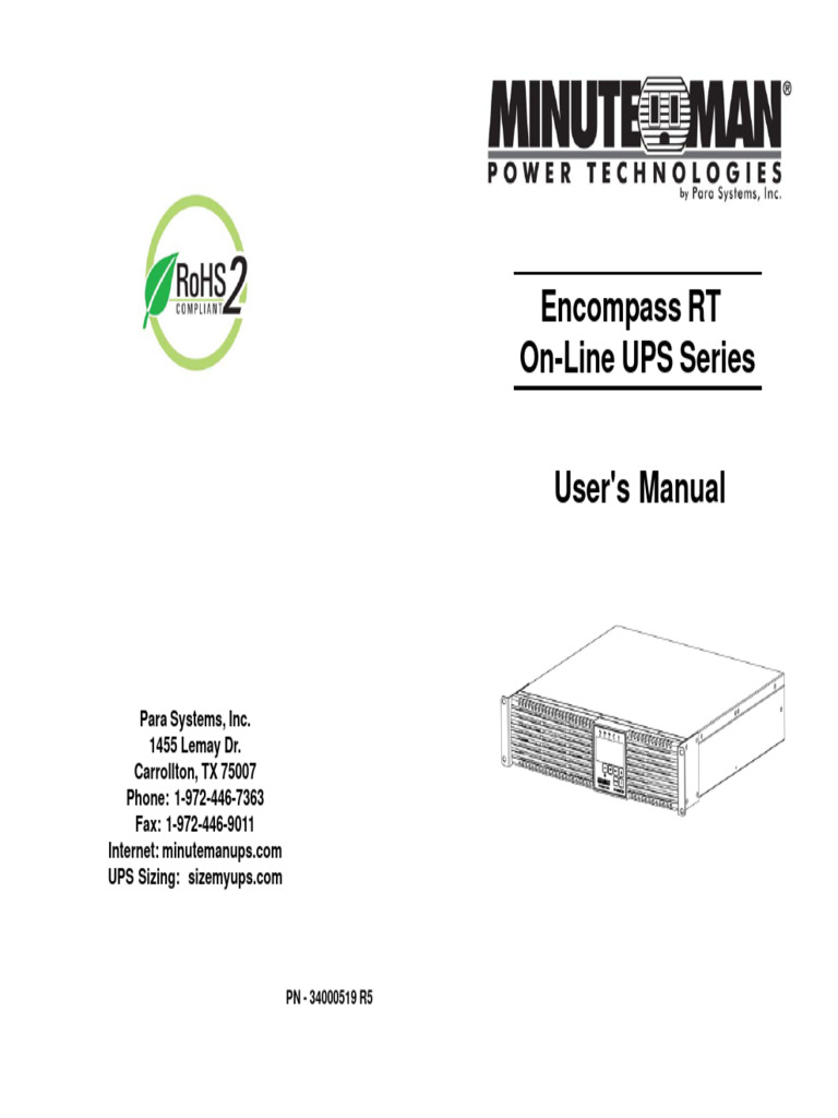Encompass RT UPS Users Manual | PDF | Ac Power Plugs And Sockets | Usb