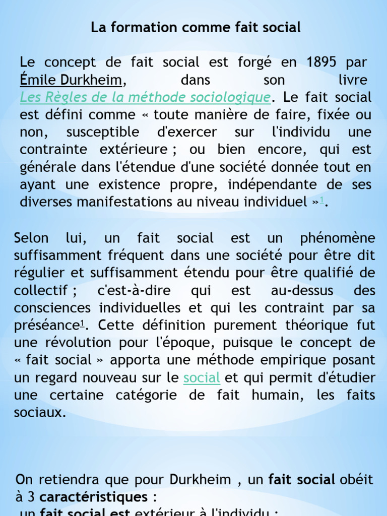 La formation comme fait social selon Durkheim | PDF | Psychologie ...