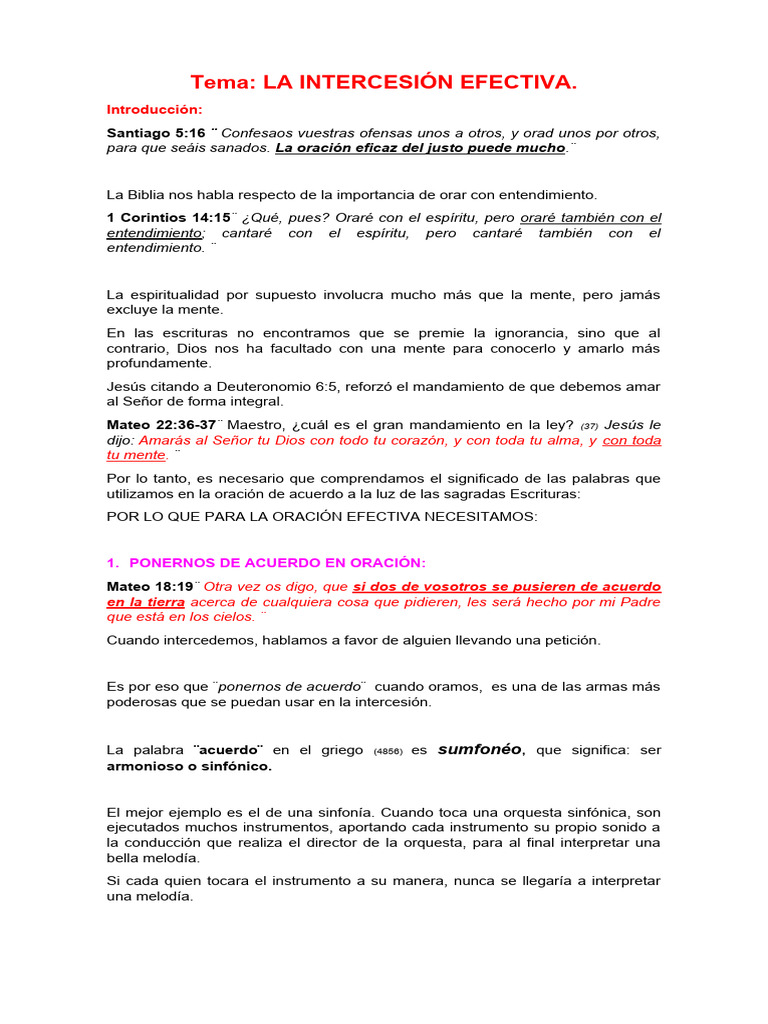 Predica LA INTERCESION EFECTIVA 3 | PDF | Oración | Intercesión