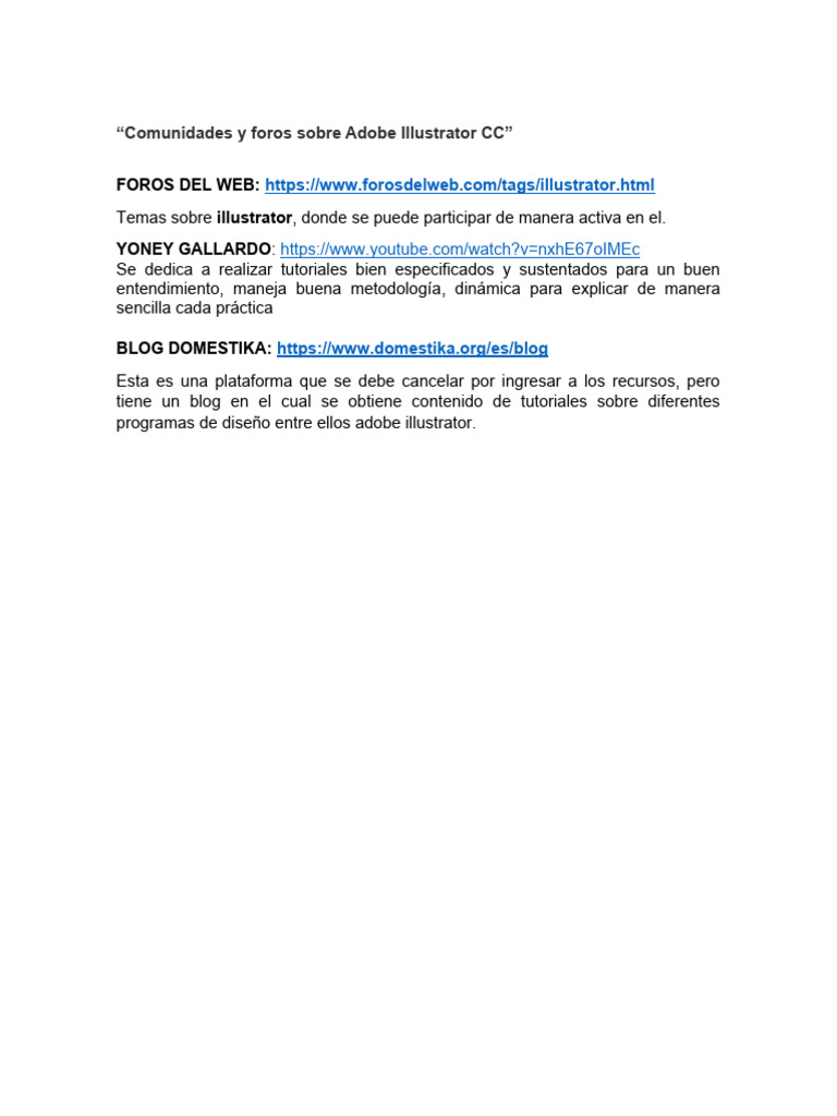 Tarea Comunidades y Foros Sobre Adobe Illustrator CC | PDF