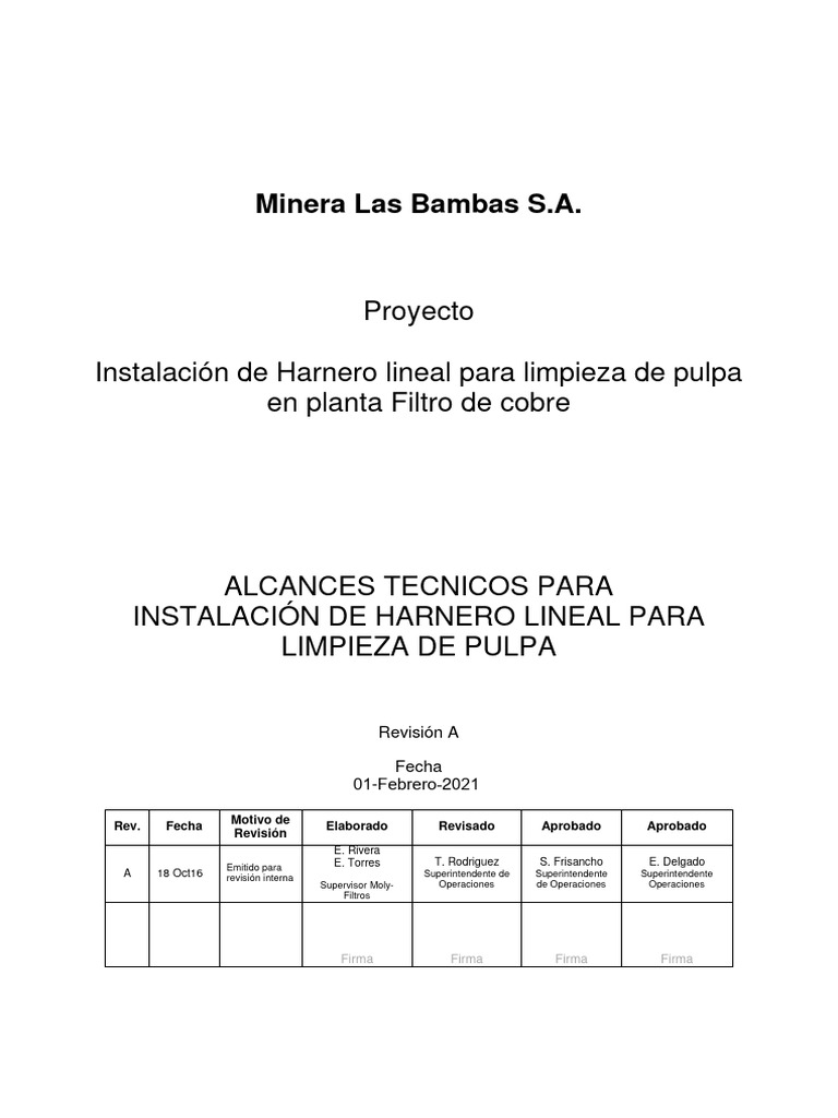 Sow Statement Of Work Del Proyecto Pdf Cobre