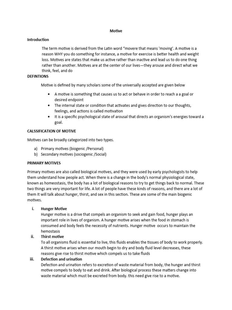 Motive | PDF | Motivation | Motivational