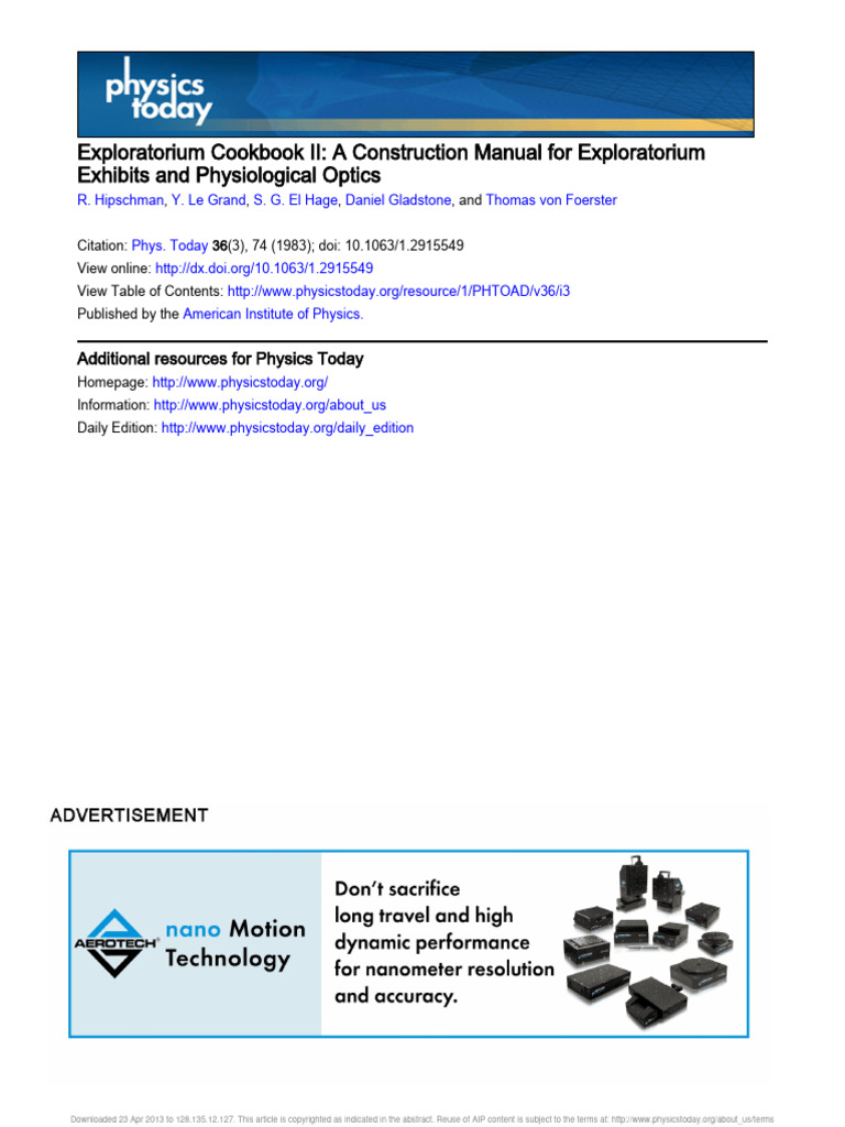Exploratorium Cookbook II: A Construction Manual For Exploratorium ...