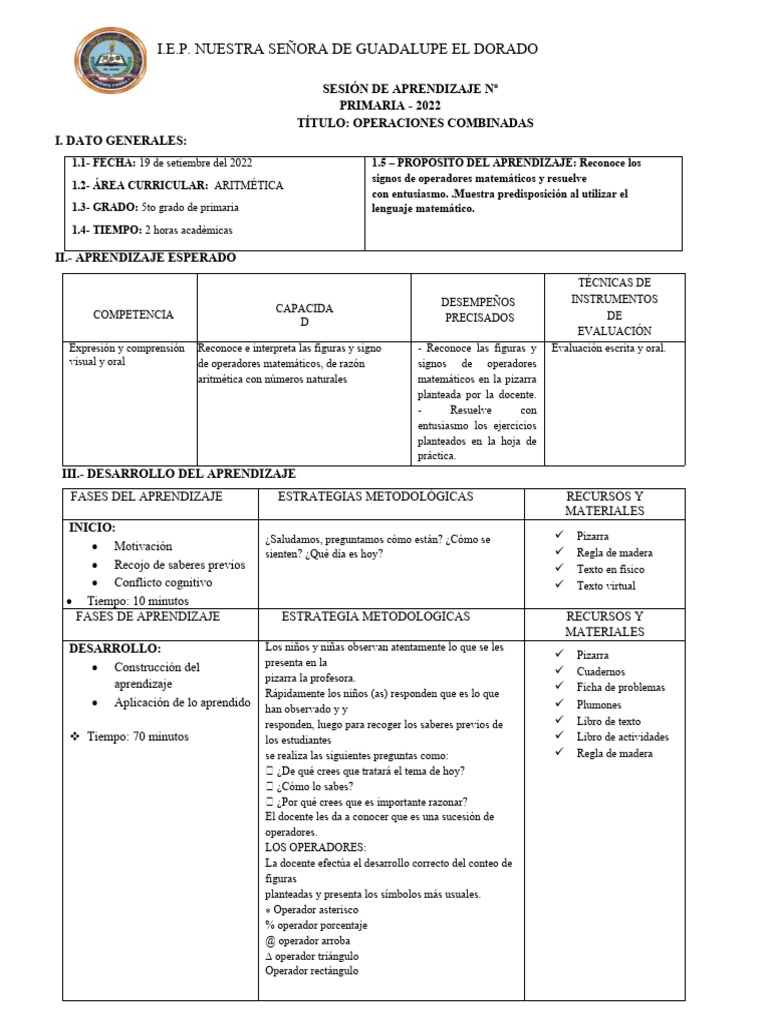 SESION DE CLASE 4TO AR-L.L RMM | PDF | Aprendizaje | Evaluación