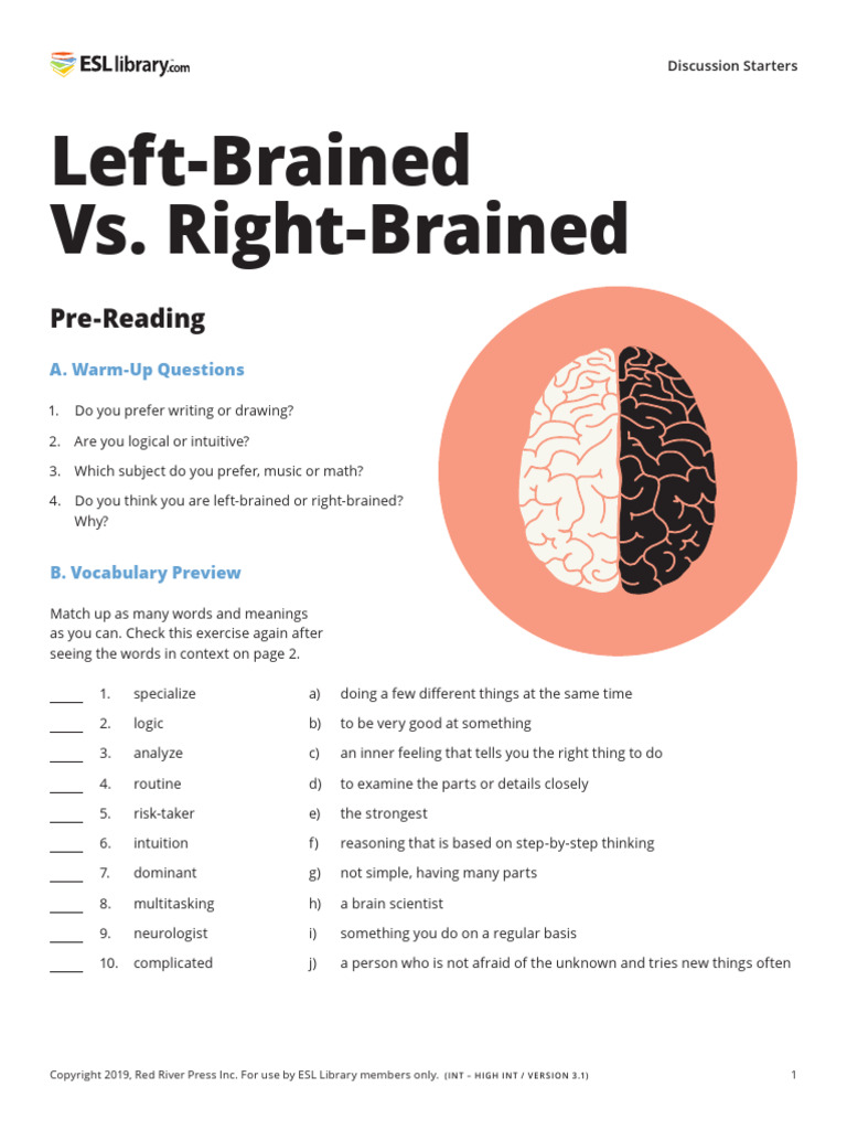 72 - Left Brained Vs Right Brained - Can - Student | Download Free PDF ...