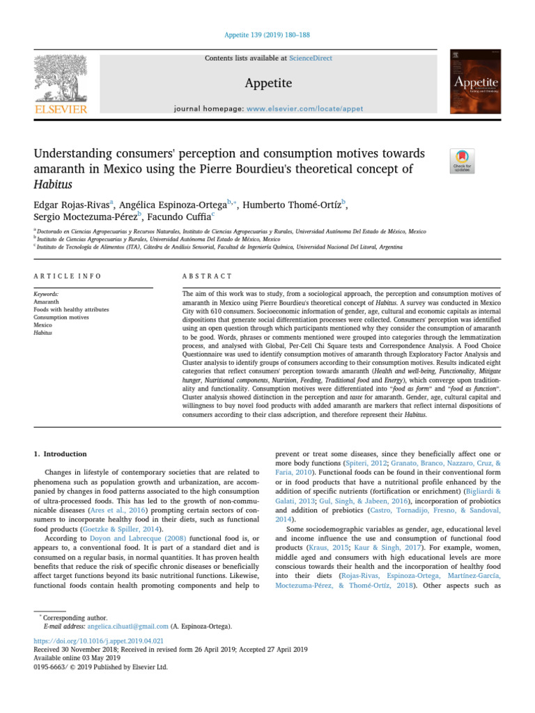 apling Understanding consumers' perception and consumption motives towards amaranth in Mexico ...