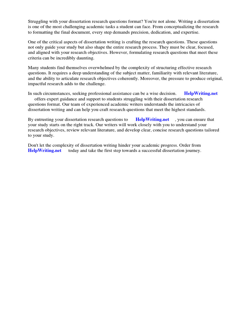 Dissertation Research Questions Format | Download Free PDF | Thesis ...