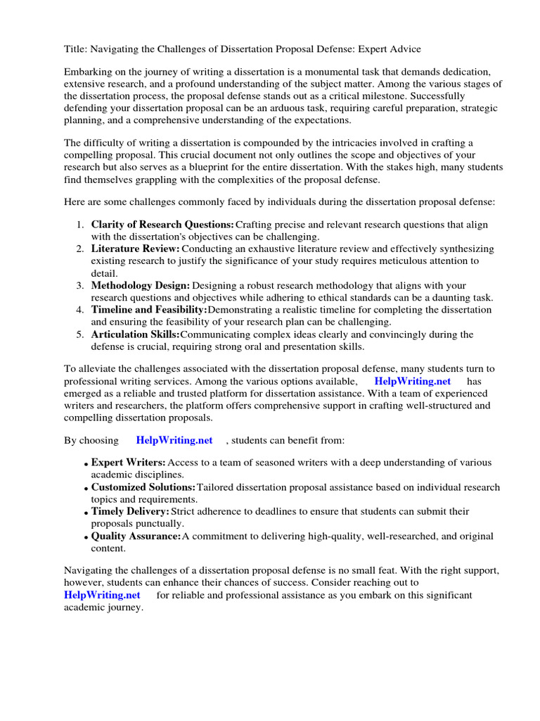 Dissertation Proposal Defense Advice | PDF | Thesis | Essays