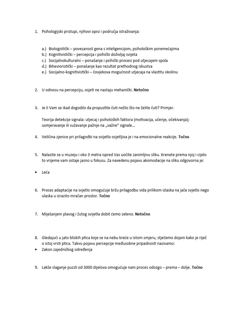 Psiho-Ispit Kolokvij | PDF