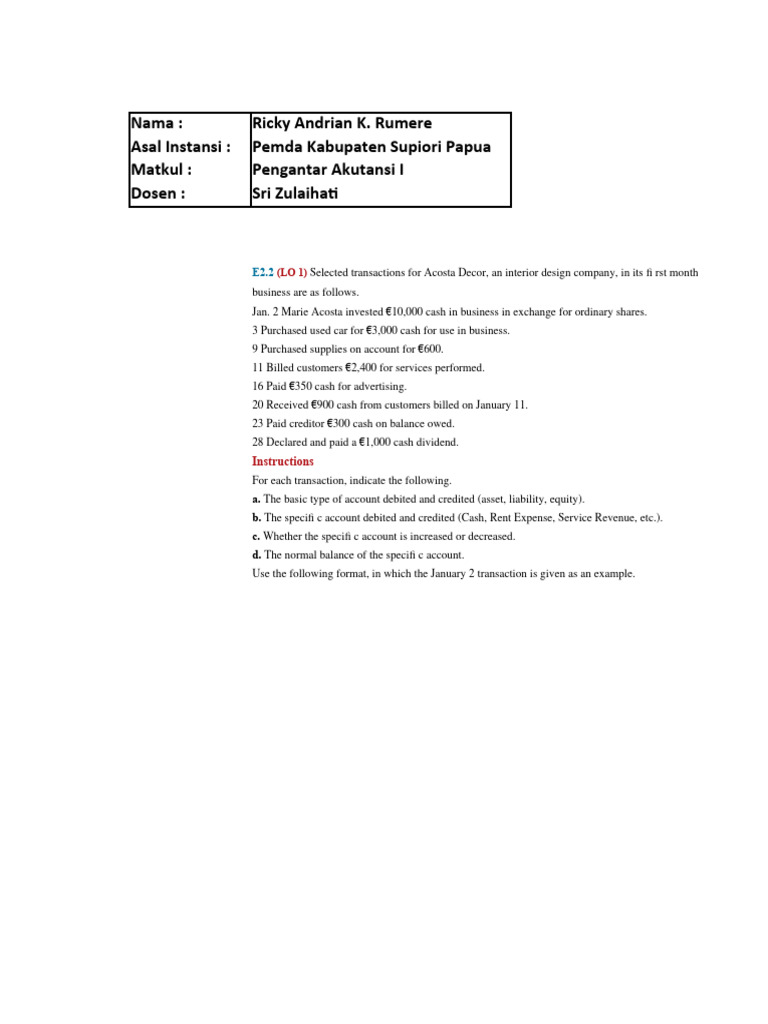 Tugas 2. Proses Pencatatan-Ricky Andrian K. Rumere | PDF | Debits And ...
