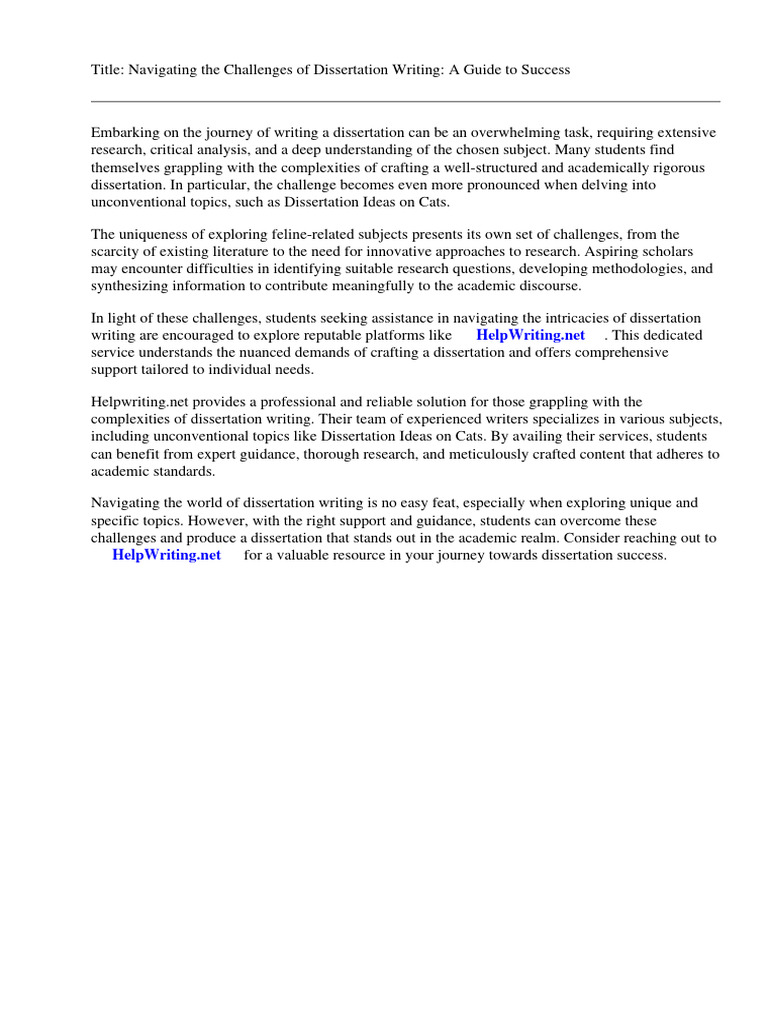 Dissertation Ideas On Cats | PDF | Cats | Pet