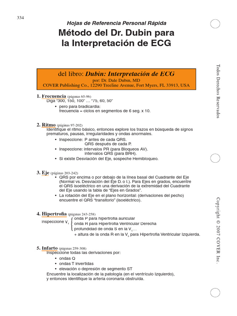 Metodo Ecg DR Dubin | PDF | Electrofisiologia | Enfermedades ...