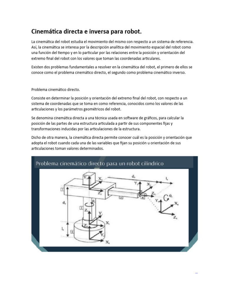 Cinemática de Robots: Guía Básica | PDF