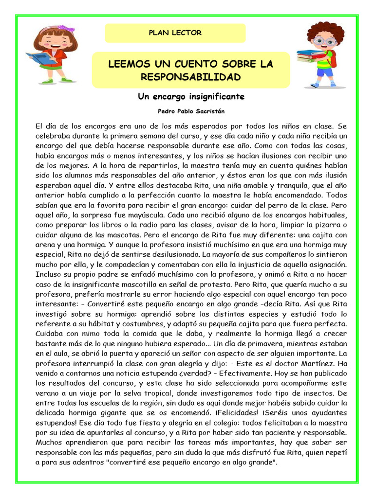 Jueves 21-03-Pl-Leemos Un Cuento Sobre La Responsabilidad | PDF