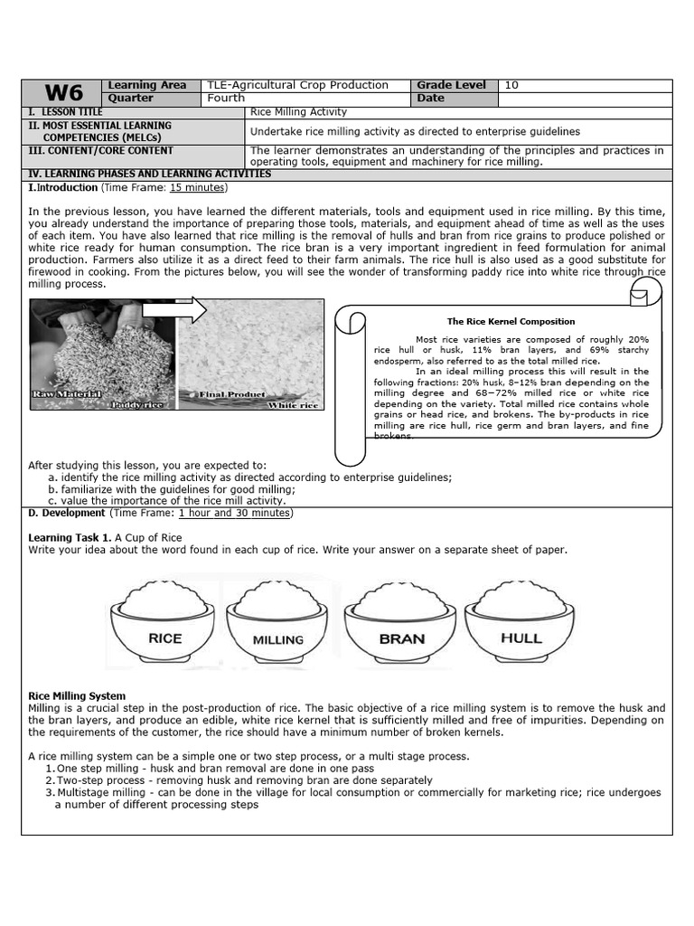 Q4 AFA Agricrop 10 Week 6 | PDF | Rice | Bran Q4 AFA Agricrop 10 Week 6 | PDF | Rice | Bran