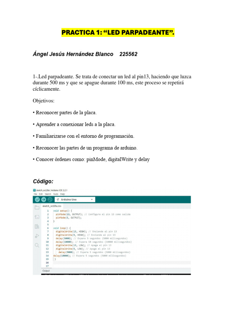 Practica 1 Arduino Mec | PDF