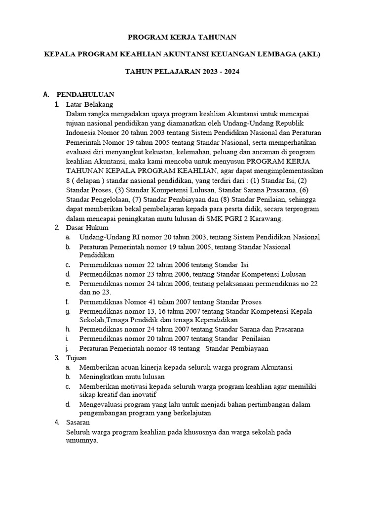 PROGRAM - KERJA - TAHUNAN KAJUR 2023-2024 New | PDF | Bisnis | Seni