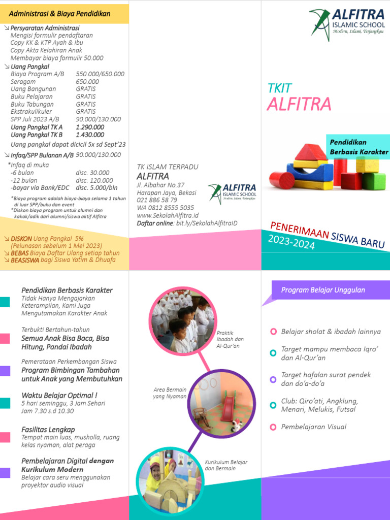 Brosur Penerimaan Siswa TK Alfitra | PDF