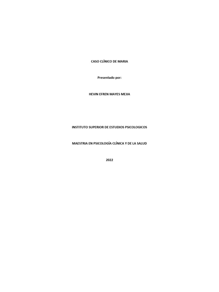 Caso Practico Maria | Descargar gratis PDF | Ansiedad | Las emociones