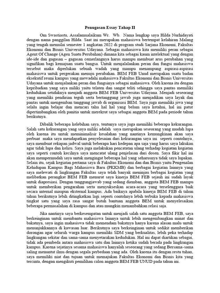 Penugasan Essay Tahap II | PDF