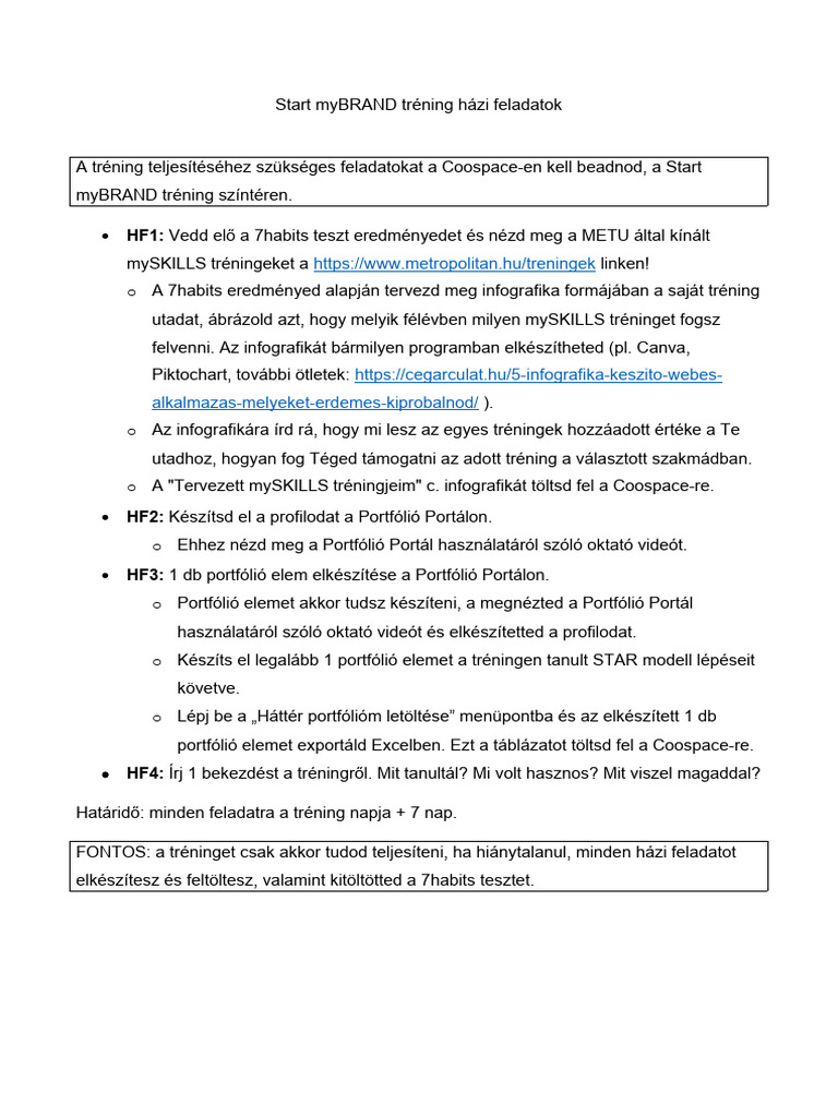 14-Start MyBRAND Tréning Házi Feladatok | PDF