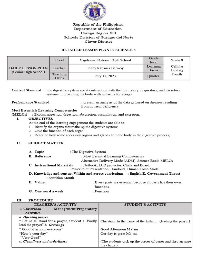 JENNY R. BERMOY - LESSON PLAN-JHS APPLICANT-CLAVER DISTRICT-CAGDIANAO ...