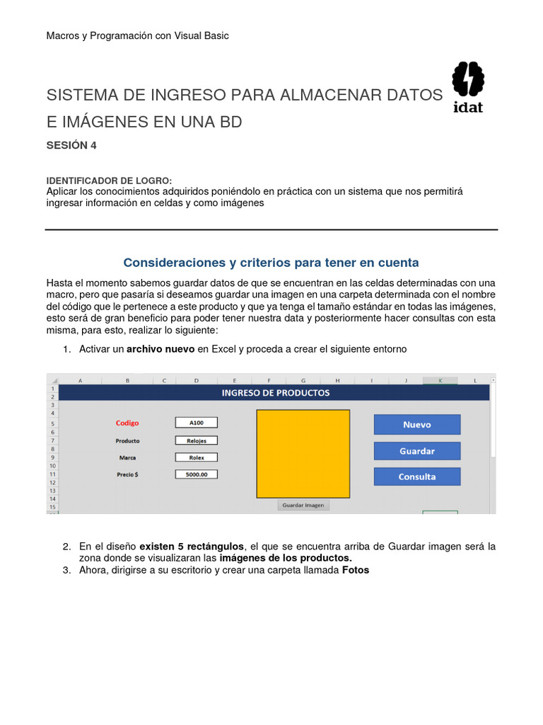 Sistema de Ingreso de Datos y Imágenes | PDF | Macro (informática) | Básico