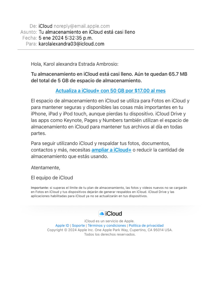 Tu Almacenamiento en Icloud Está Casi Lleno | PDF Tu Almacenamiento en Icloud Está Casi Lleno | PDF
