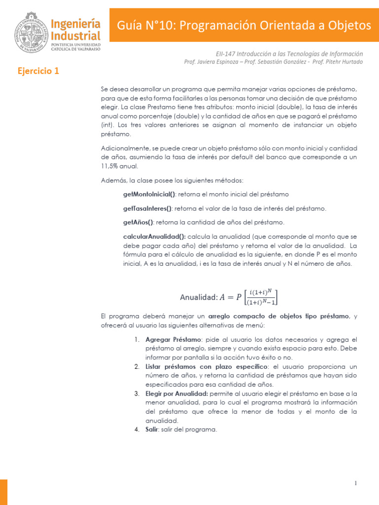 Guia 10 - Programación Orientada A Objetos | PDF | Objeto (informática) | Constructor ...