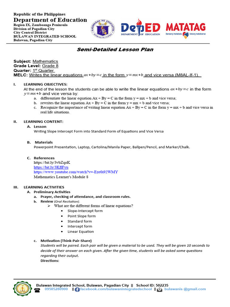 LESSON PLAN - CO | PDF | Rubric (Academic) | Teachers