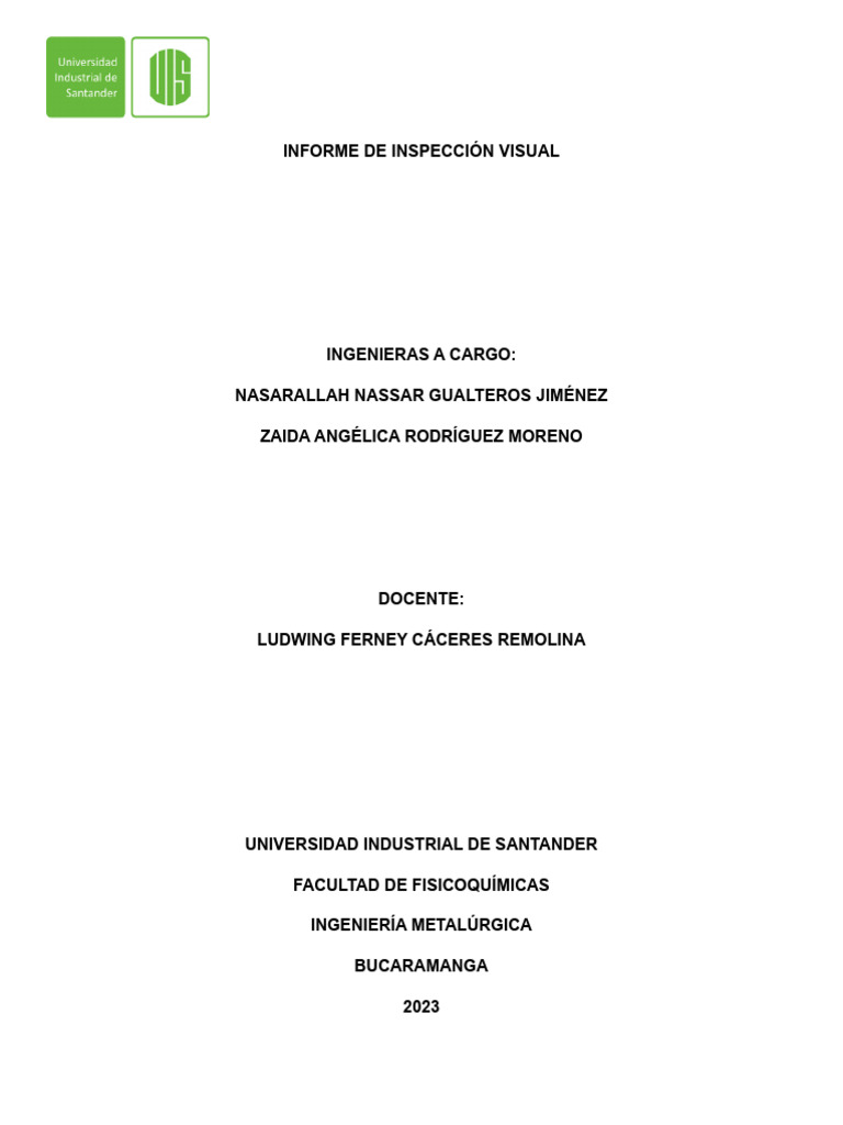 Informe 1. END. Inspección_Visual | PDF | Engranaje