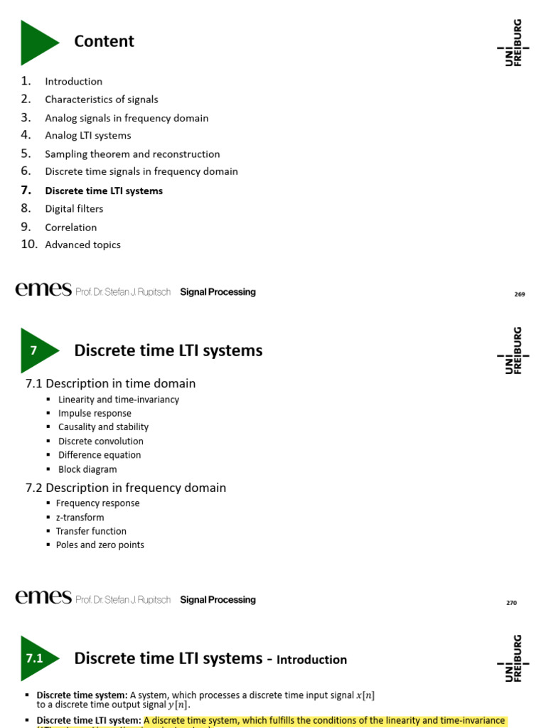 SignalProcessing - SS2023 Part - 6-LTIsystems | PDF | Signal Processing | Mathematical Analysis